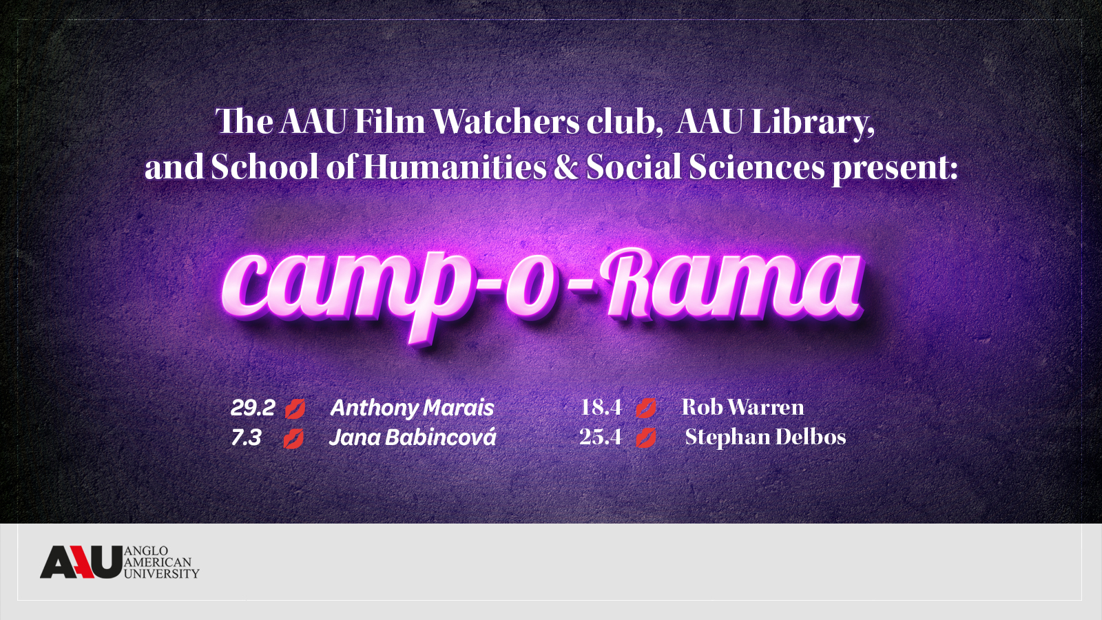 Camp-o-Rama Film Series with Anthony Marais - Anglo-American University ...